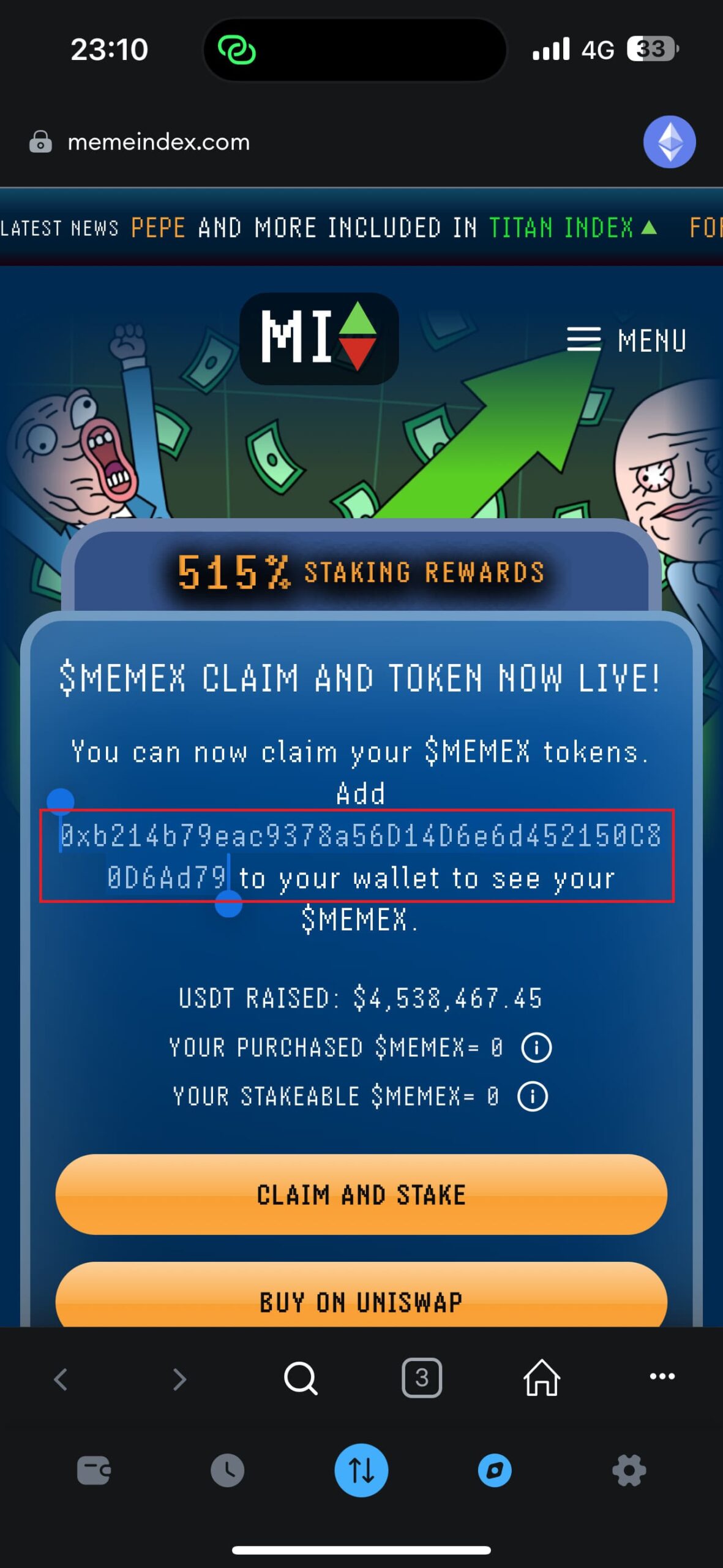 Meme Index（MEMEX）のClaimとMetaMaskへのトークン追加方法【仮想通貨】 | ストレッチチョコレート